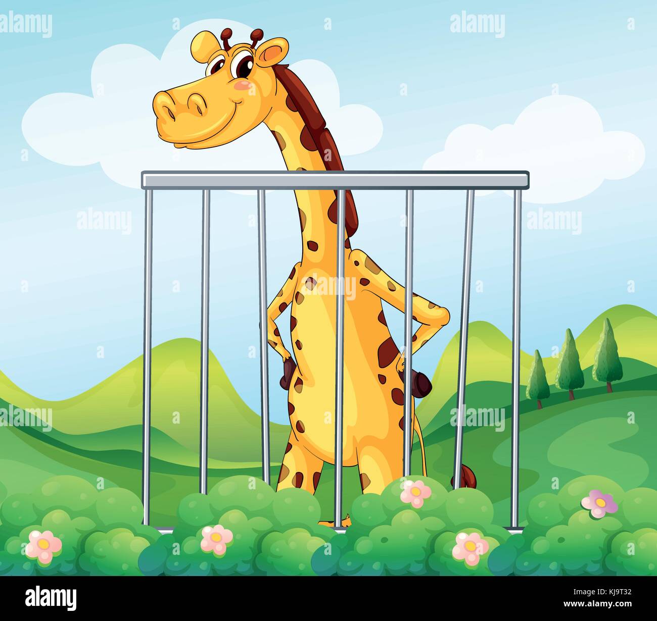 Illustration of a giraffe inside the cage Stock Vector Image & Art - Alamy
