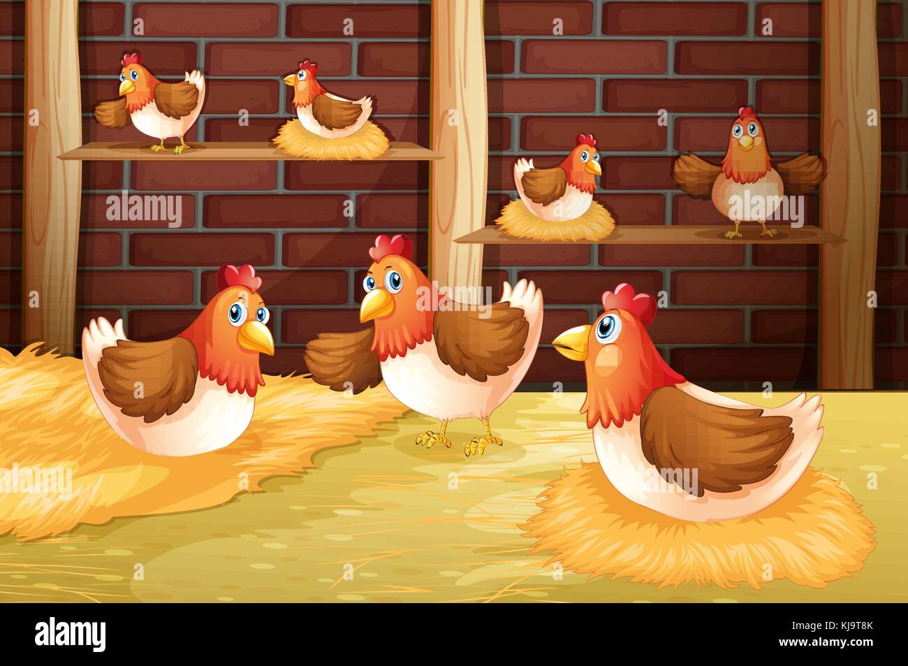 Hen hatching eggs cartoon illustration hi-res stock photography and ...