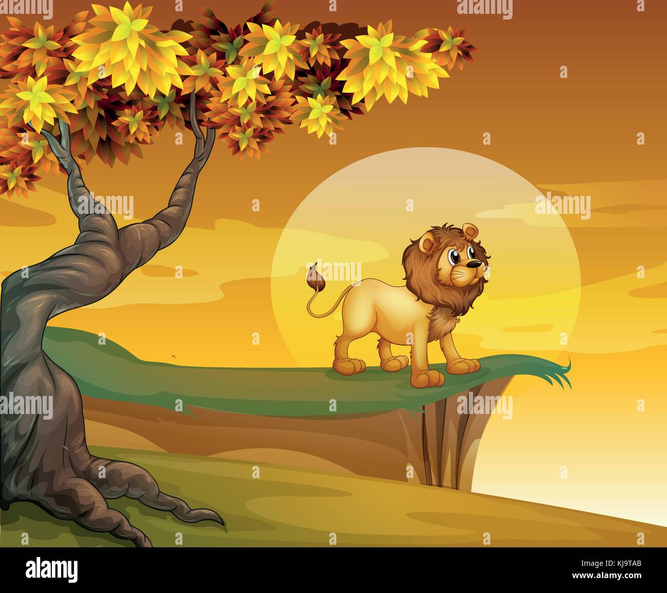 Illustration of a lion near the mountain cliff Stock Vector Image & Art ...