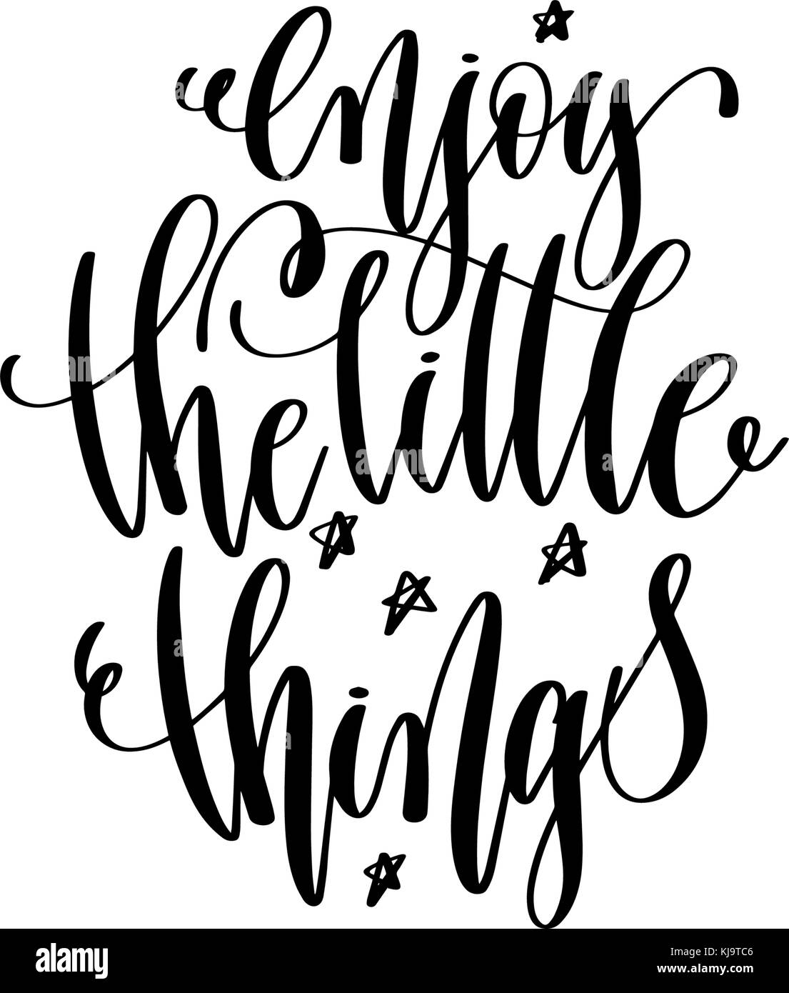 enjoy the little things - hand lettering inscription positive qu Stock ...