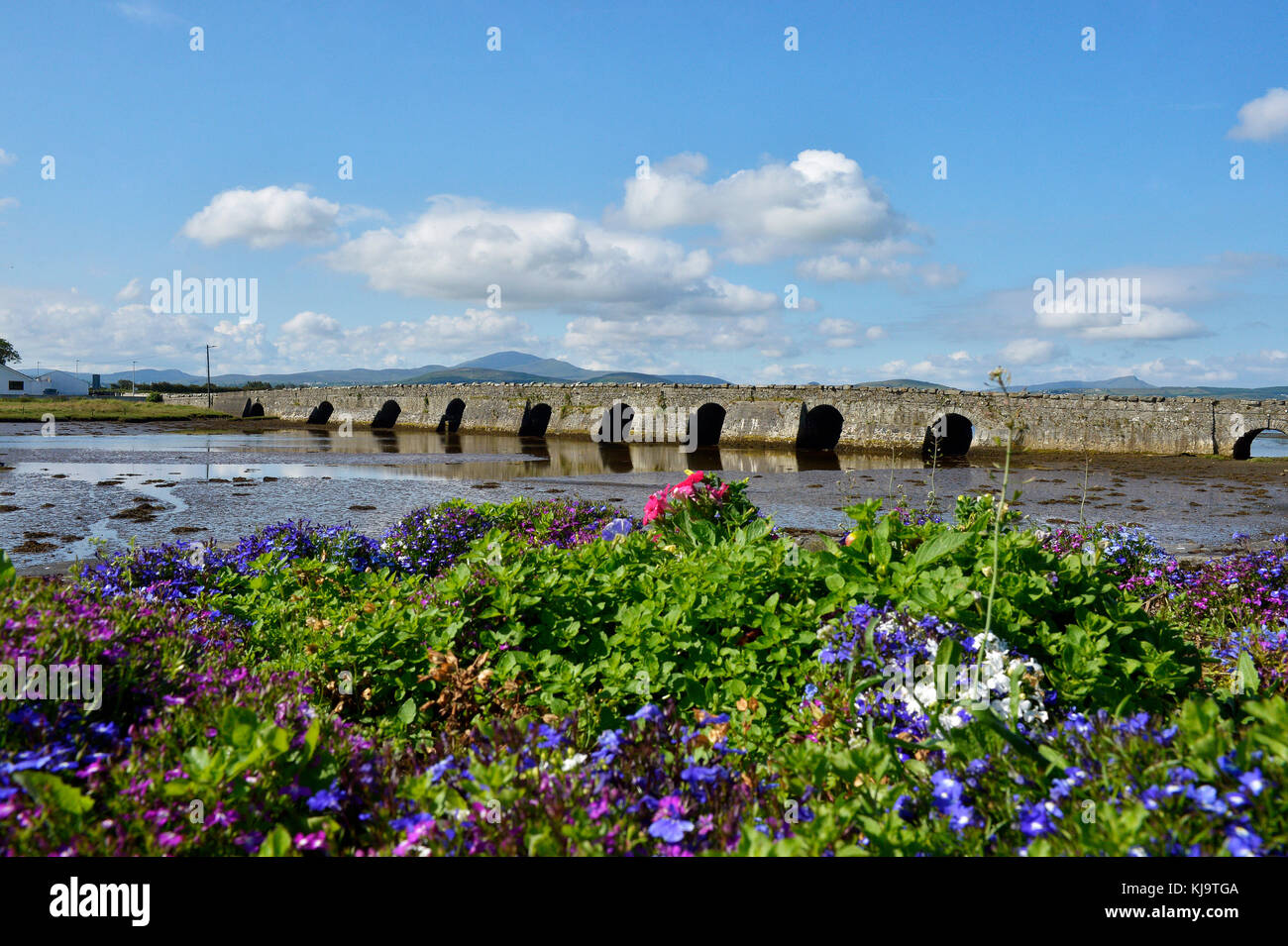 Ten arched stone bridge and River Ballyboe in Malin Town, Wild Atlantic ...