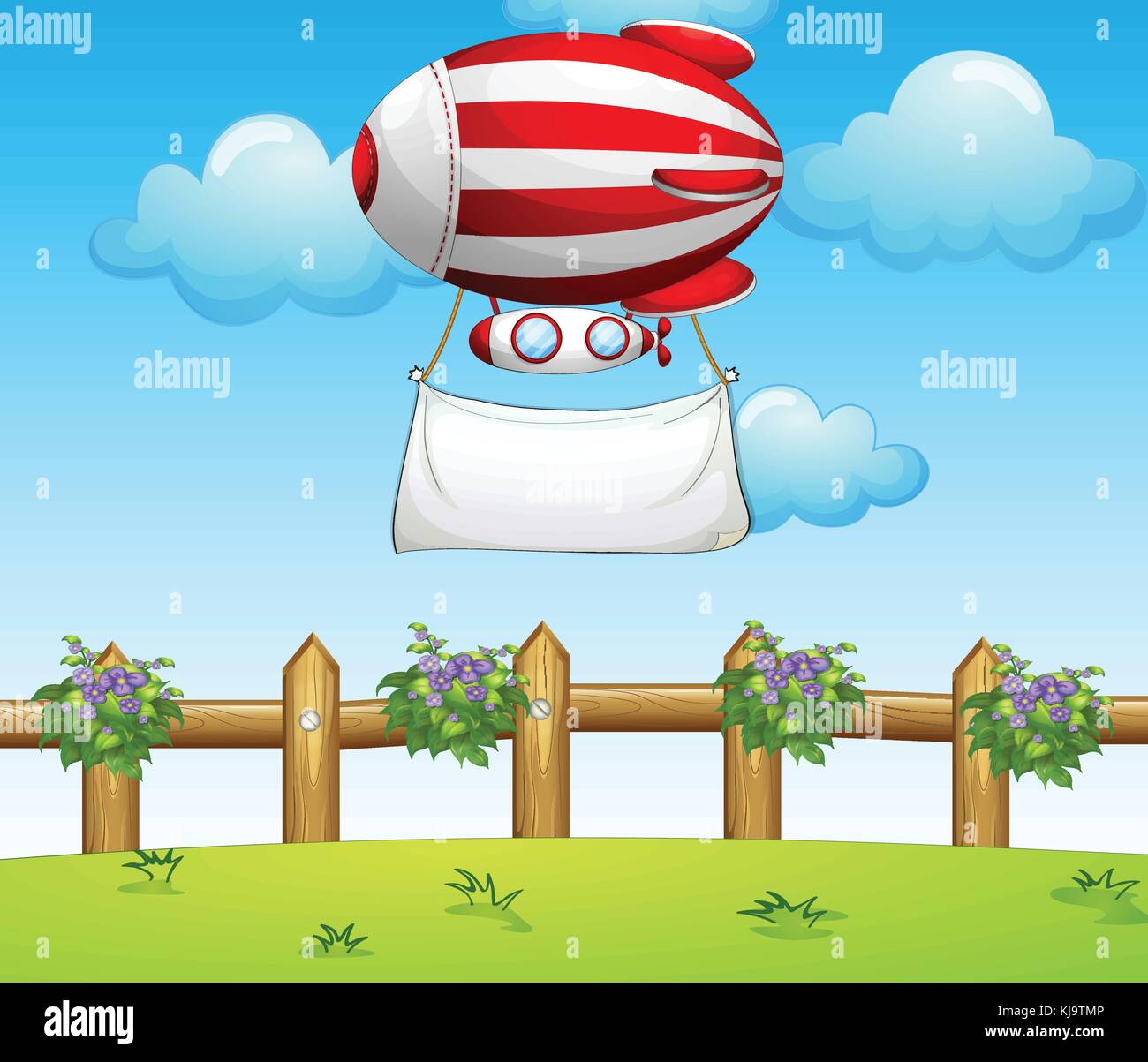 Illustration of a stripe blimp carrying an empty banner Stock Vector ...