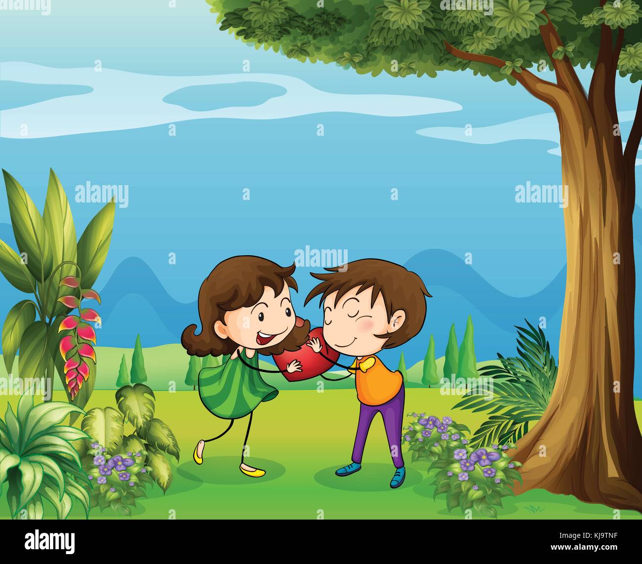Illustration of the two lovers in the forest Stock Vector Image & Art ...