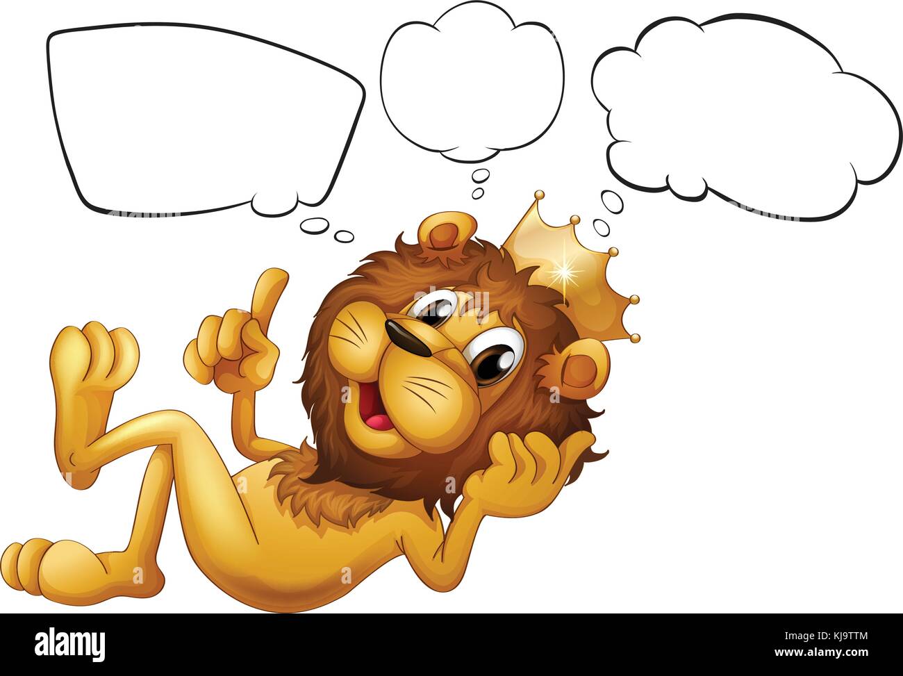 IIlustration of a lion with a crown thinking on a white background ...