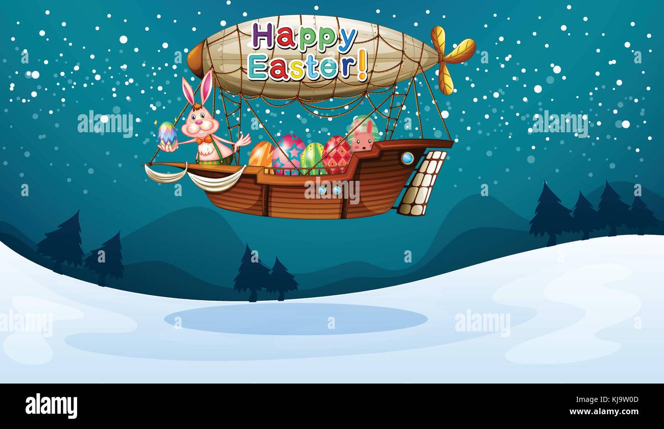 Illustration of an airship with a happy easter greeting Stock Vector ...