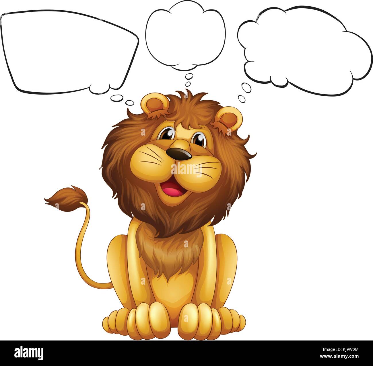 Illustration of a lion with empty bubble notes on a white background ...