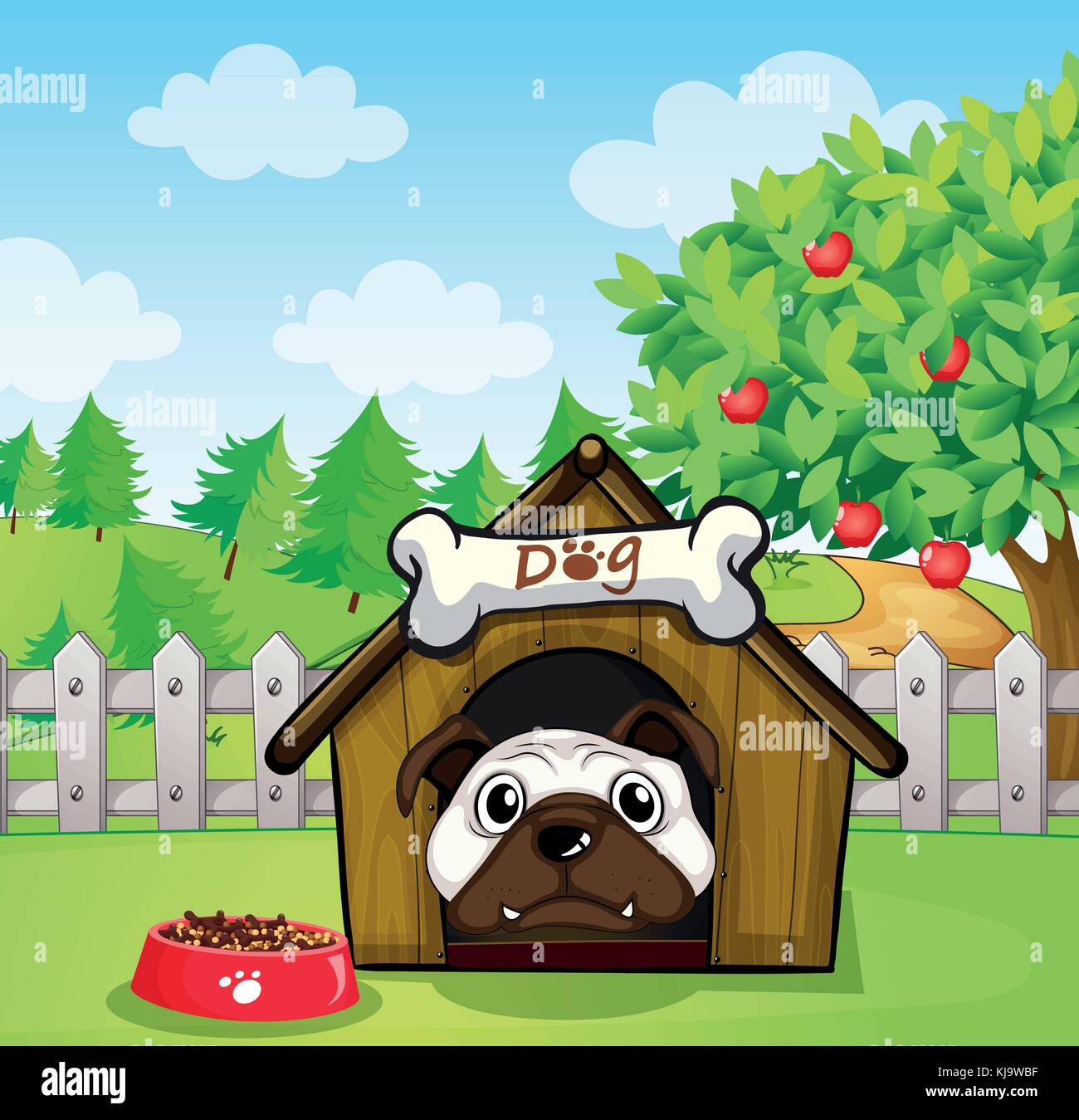 Illustration of a dog inside a dog house Stock Vector Image & Art - Alamy