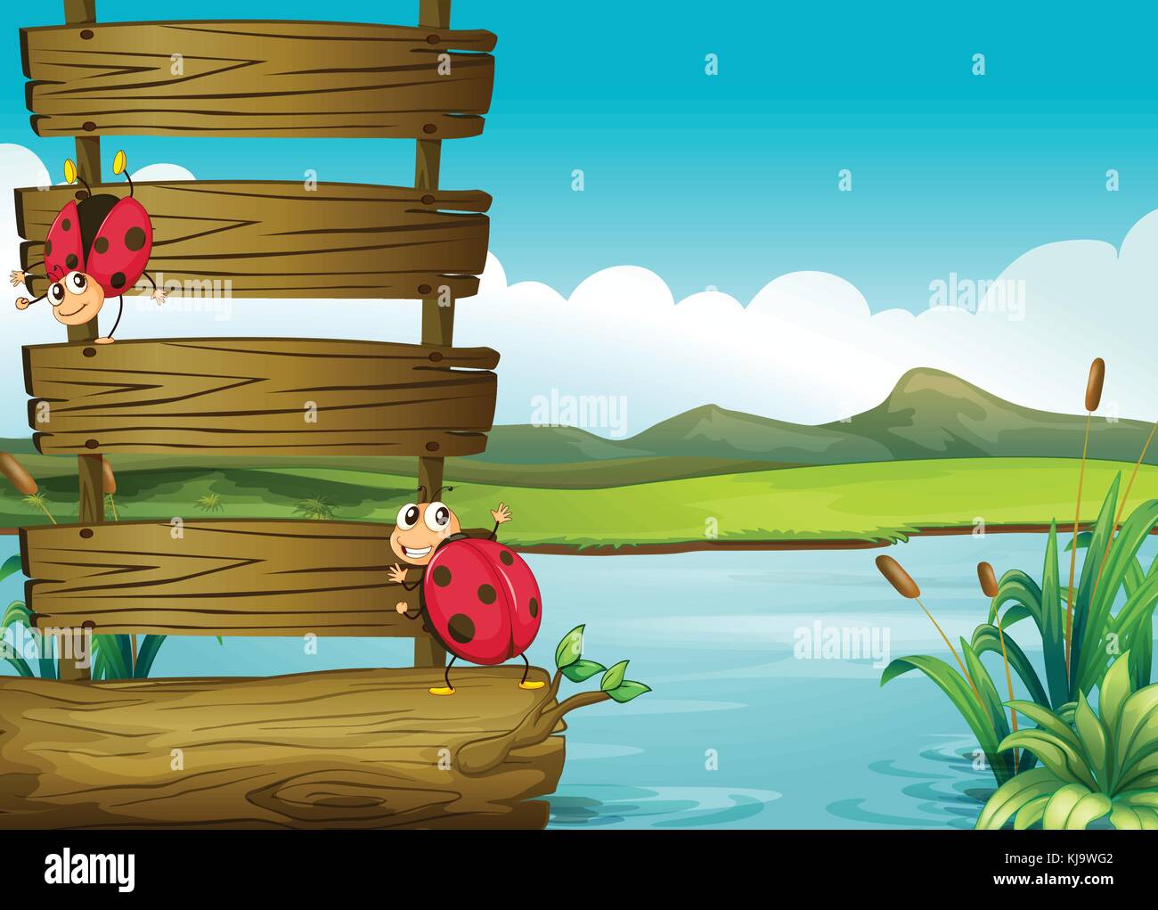 Illustration of the two bugs in the lake Stock Vector Image & Art - Alamy