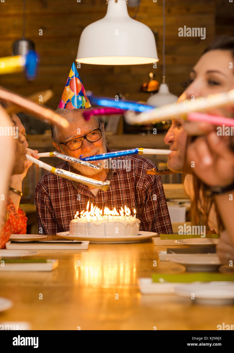 Big family celebrate the birthday of the grandfather Stock Photo - Alamy