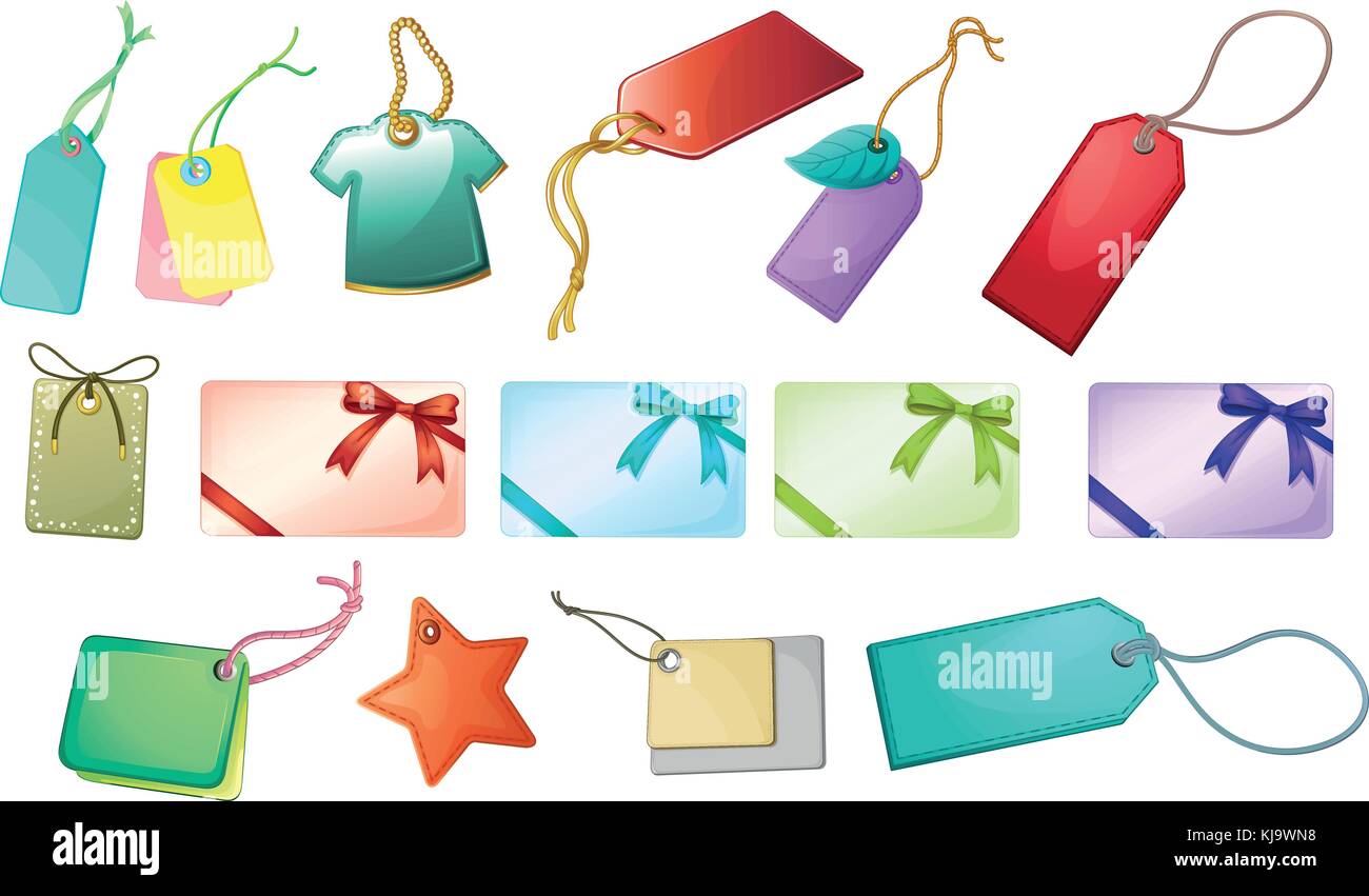 Illustration of the different tag designs on a white background Stock ...