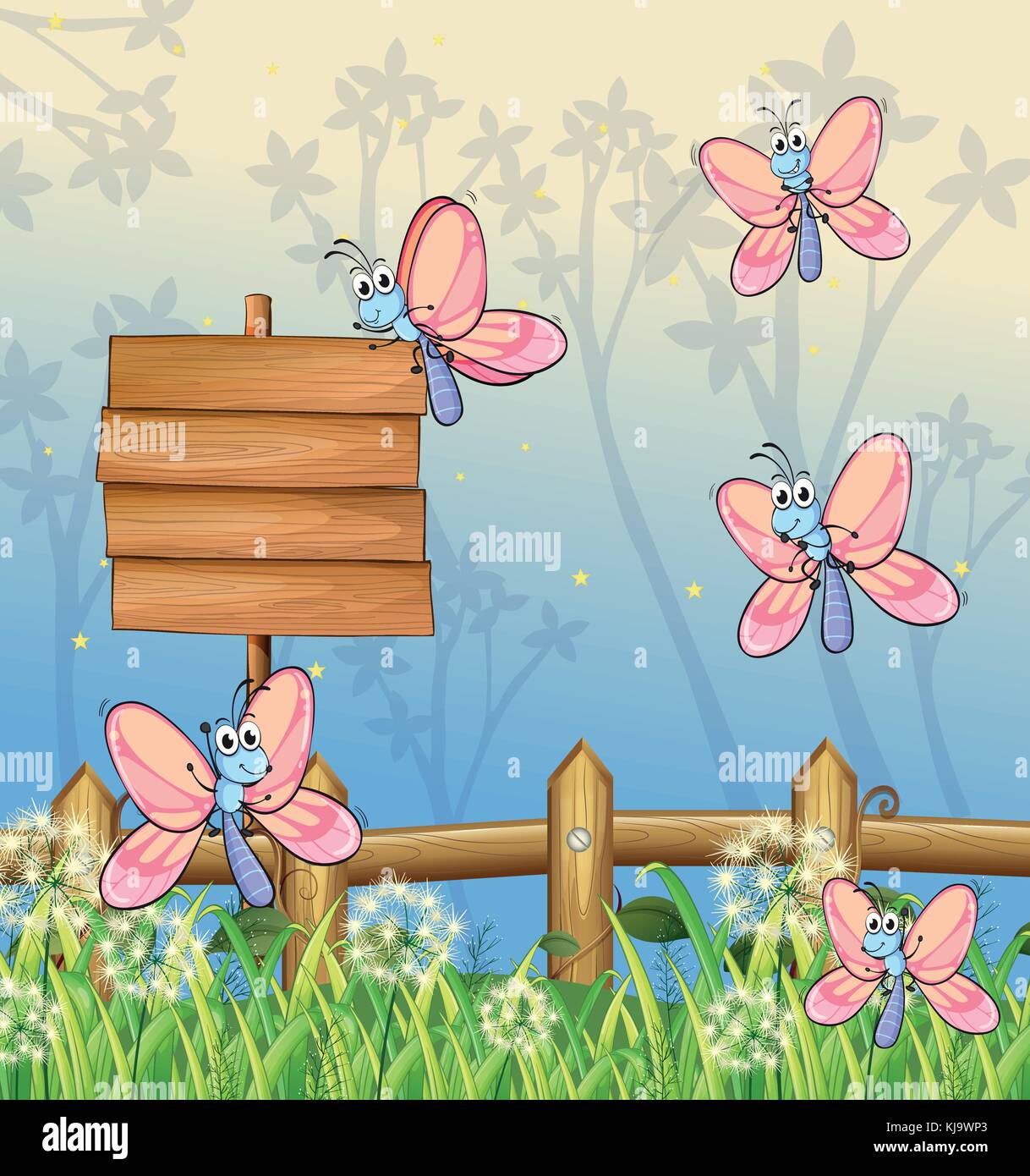 Five butterflies Stock Vector Images - Alamy