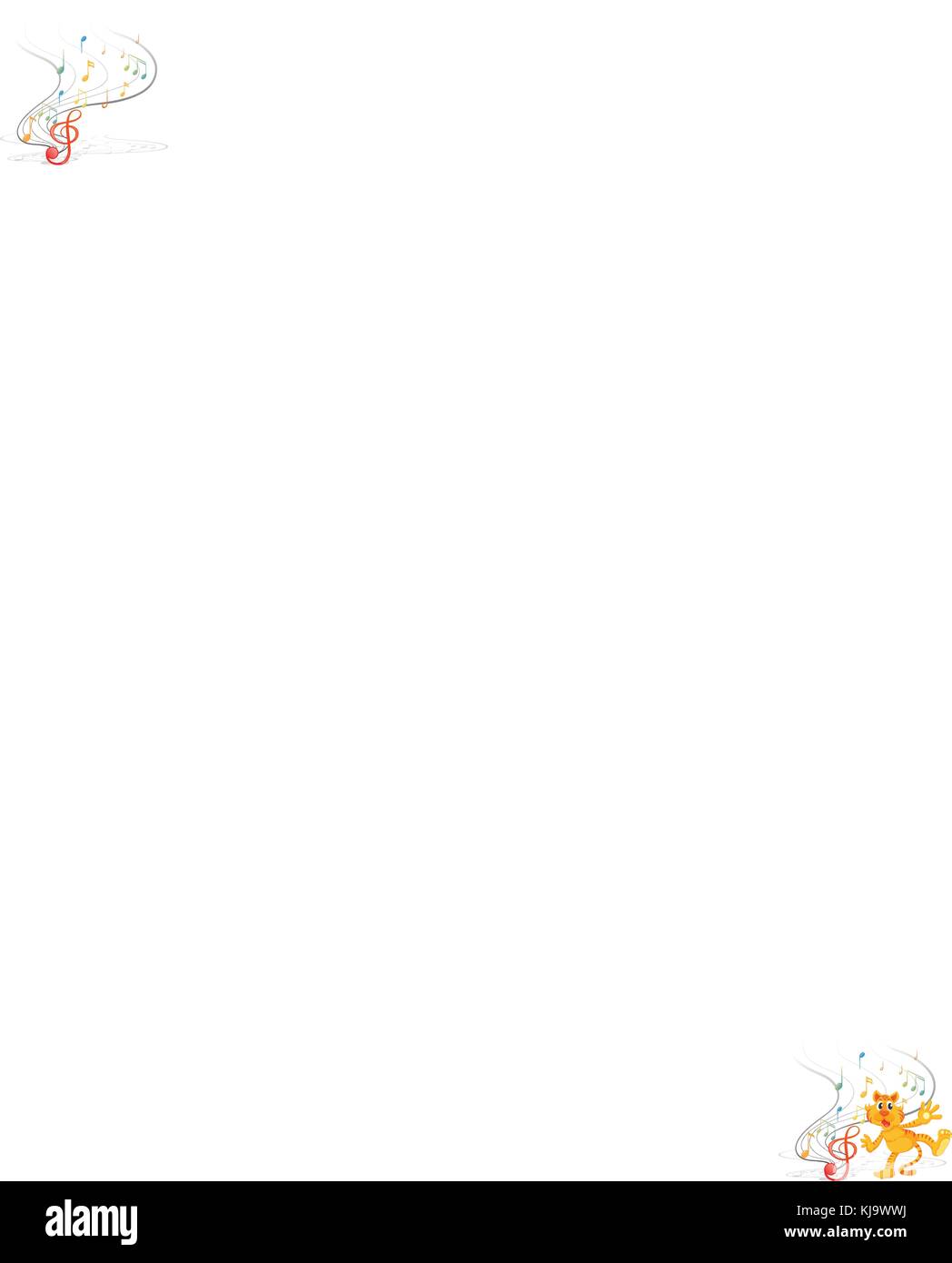 Illustration of a tiger with musical notes on a white background Stock ...