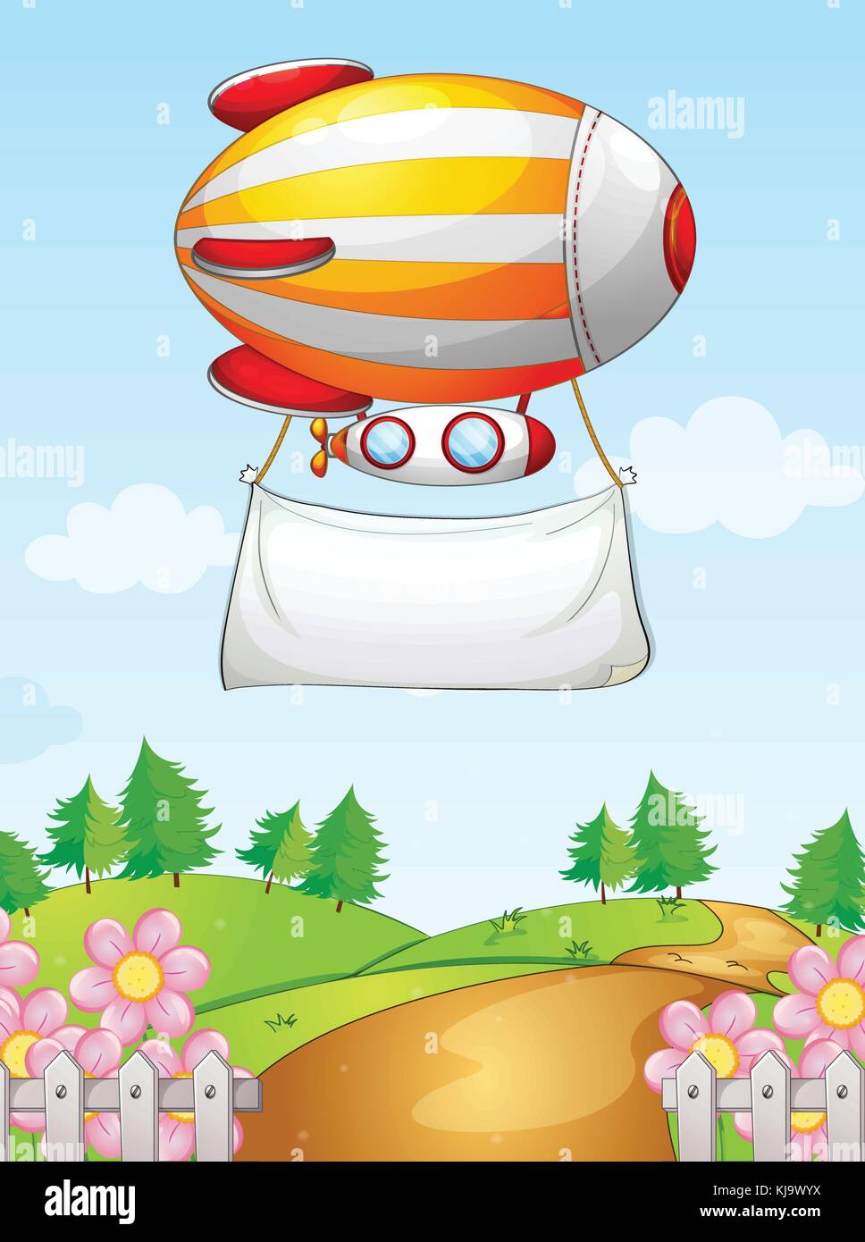 Illustration of a blimp with a banner Stock Vector Image & Art - Alamy