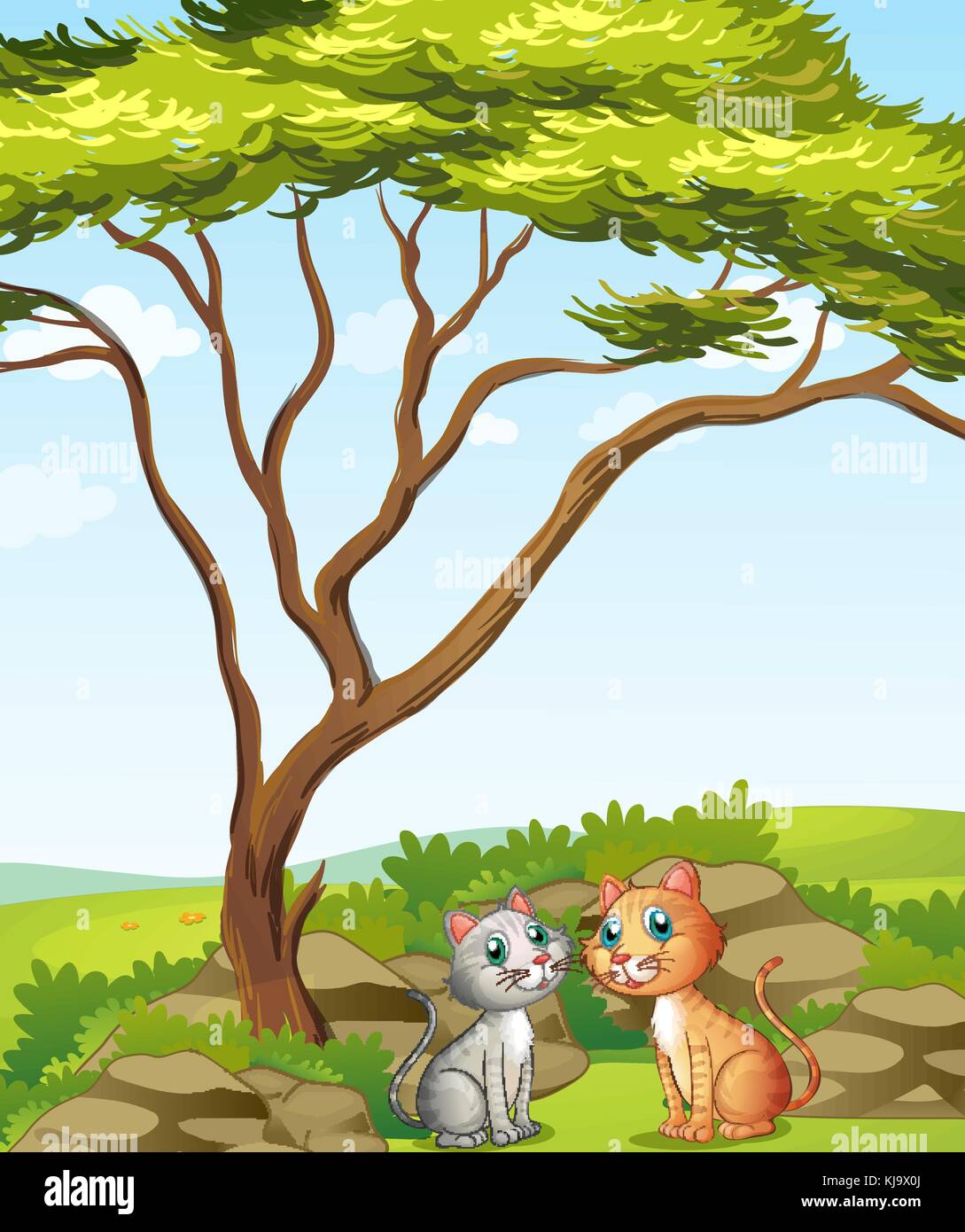 Kittens outdoors grass Stock Vector Images - Alamy