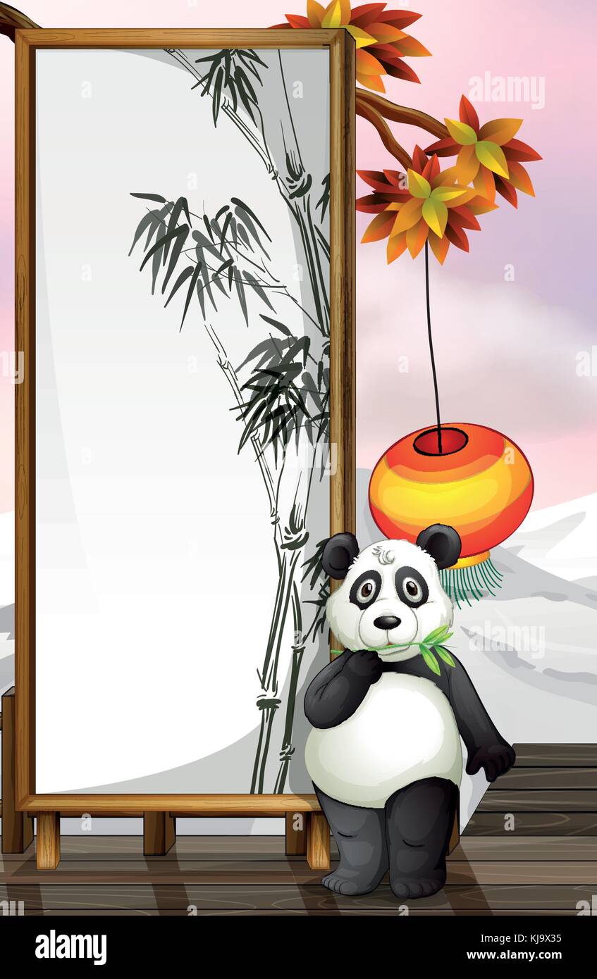 Illustration of a panda with a bamboo-designed frame Stock Vector Image ...
