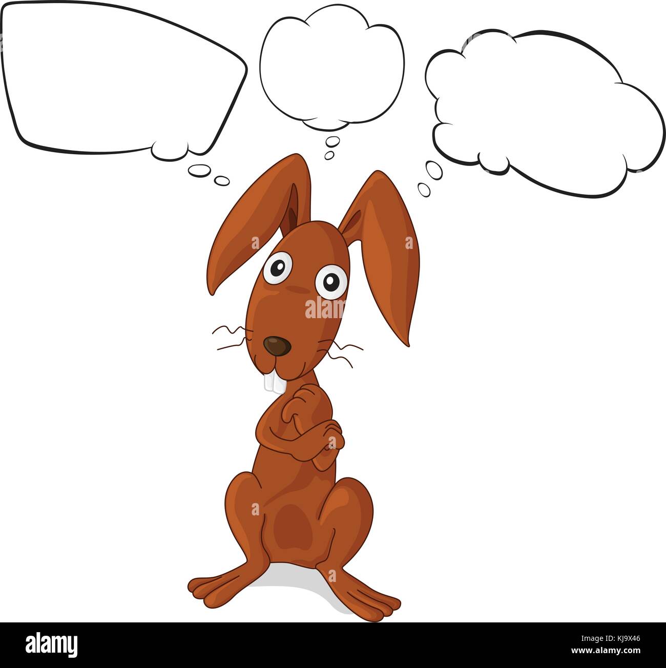 Illustration of a brown bunny with empty thoughts on a white background ...