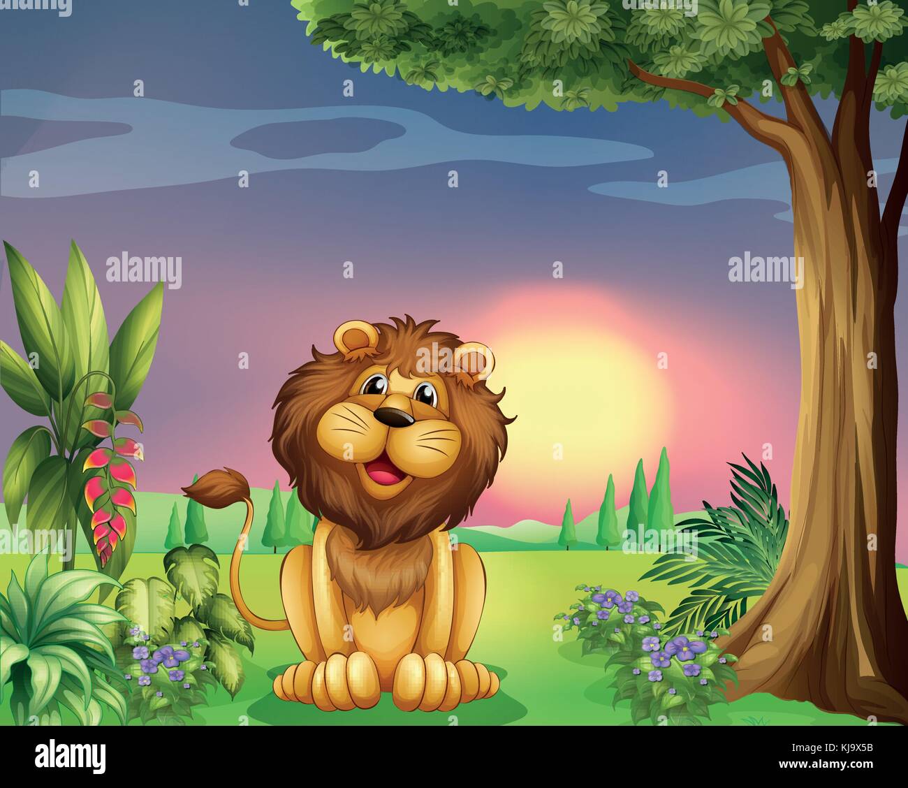 Illustration of a happy face of a lion Stock Vector Image & Art - Alamy