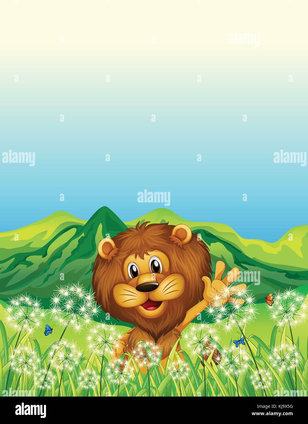 Lion cartoon waving hand hi-res stock photography and images - Alamy