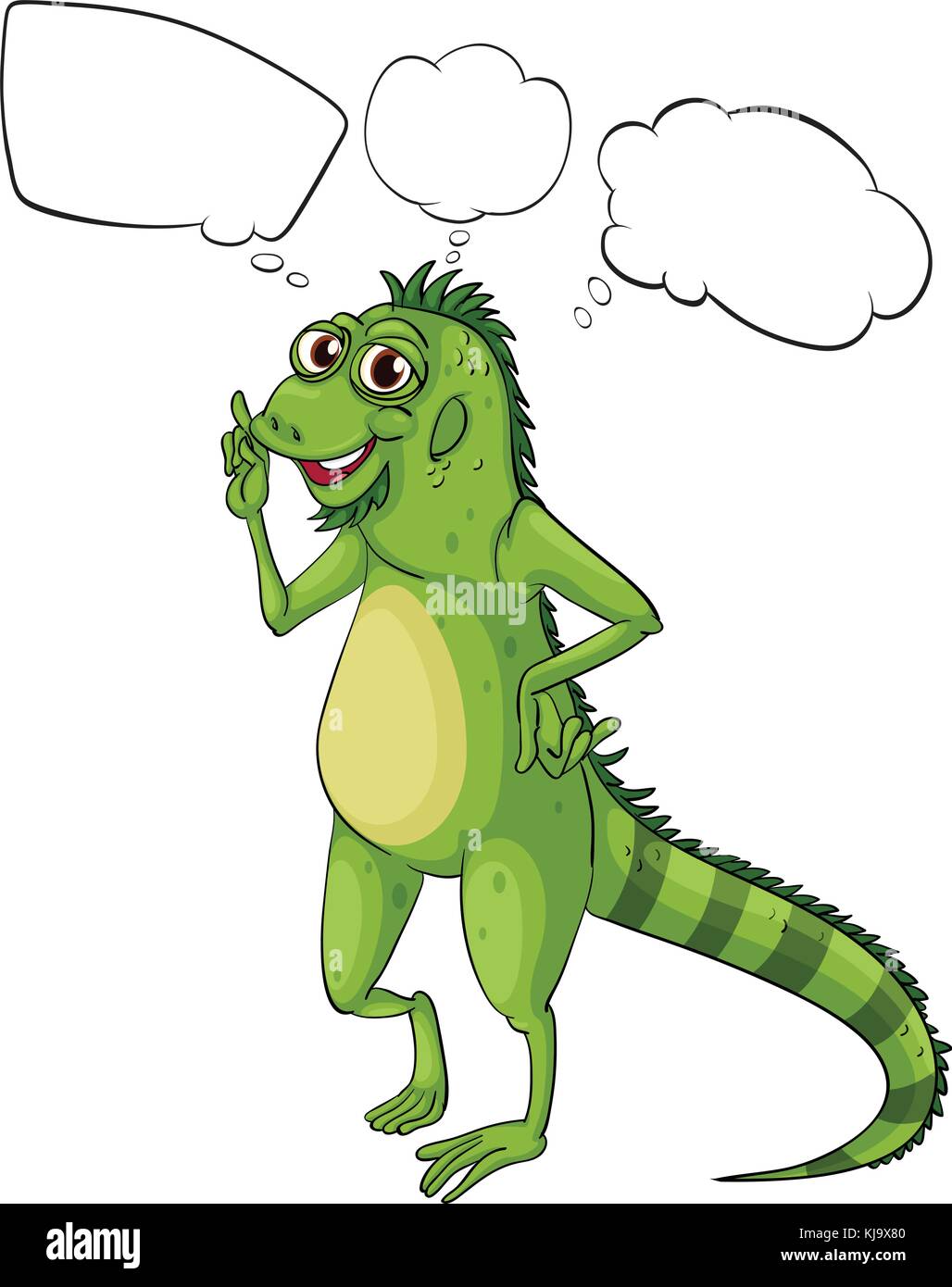 Illustration of a big lizard thinking on a white background Stock ...