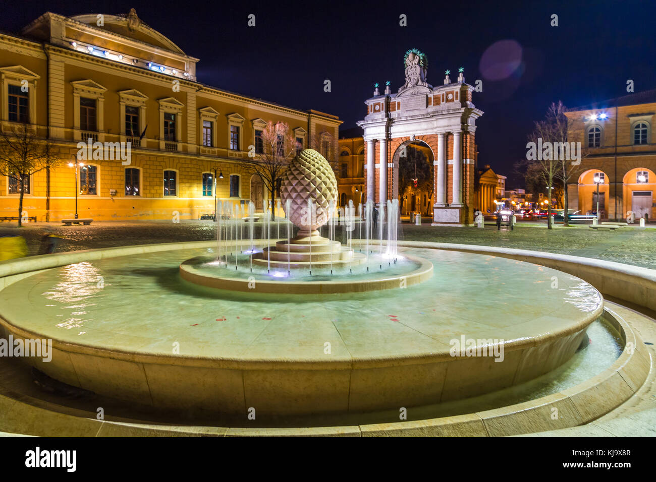 Ancient square at night in Italian village Stock Photo - Alamy