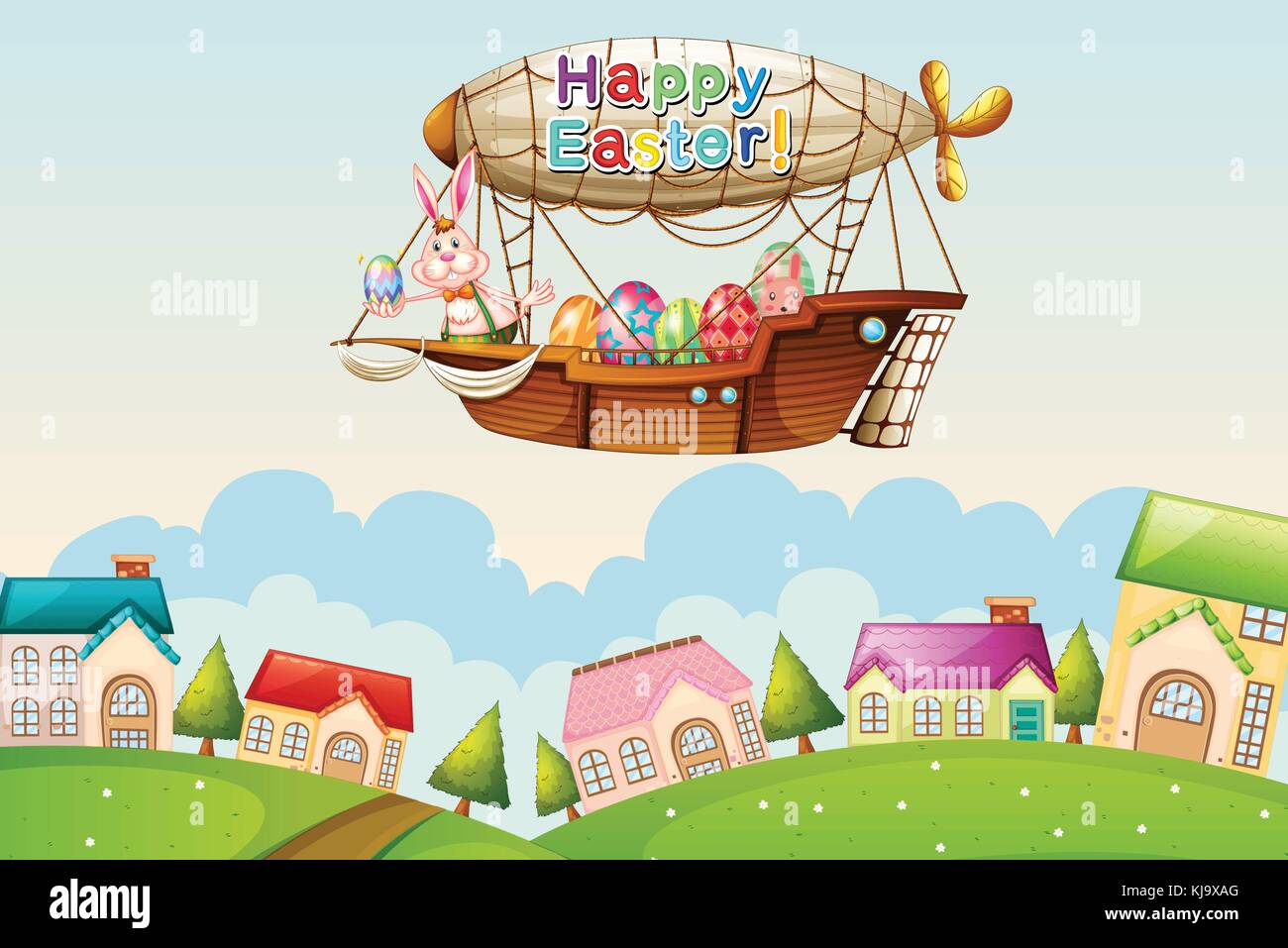 Illustration of an airship with an easter greeting Stock Vector Image ...