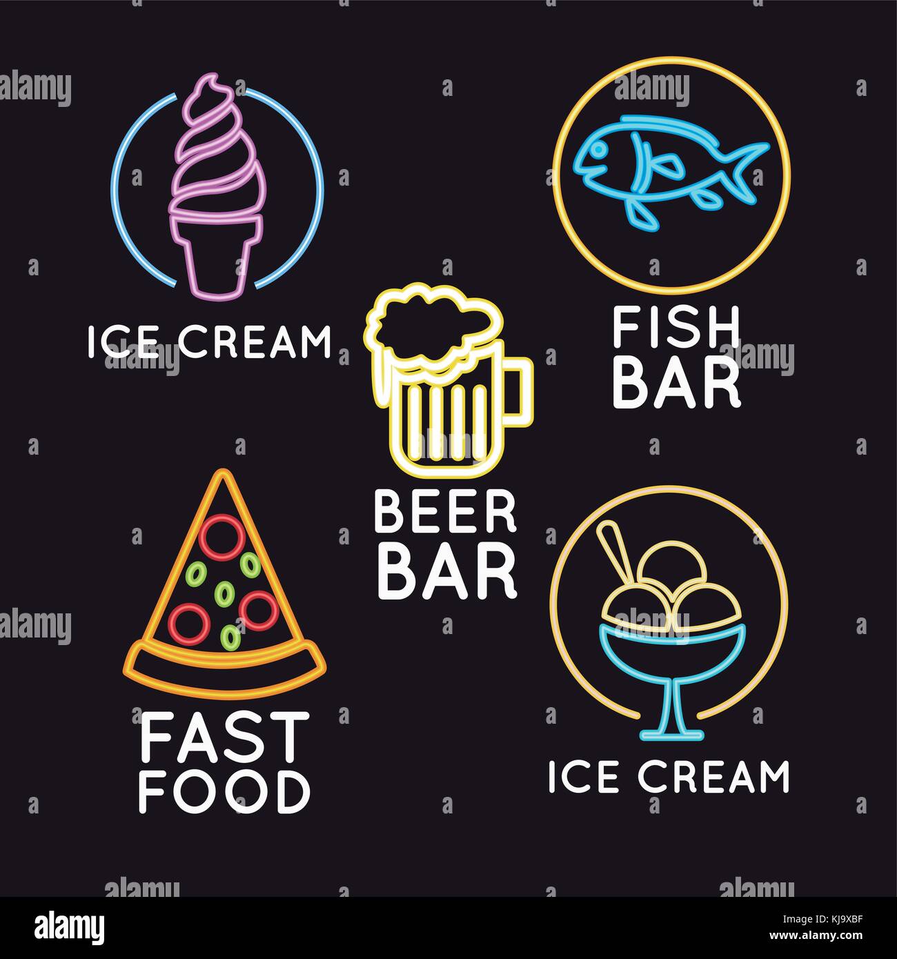 Food neon lights advertising Stock Vector Image & Art - Alamy