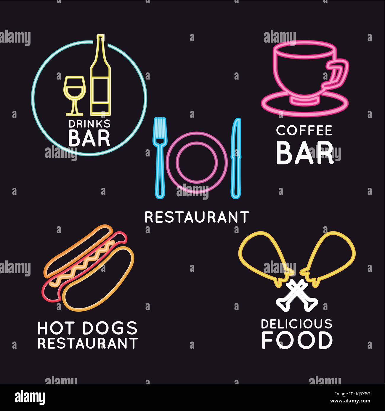 Food neon lights advertising Stock Vector Image & Art - Alamy