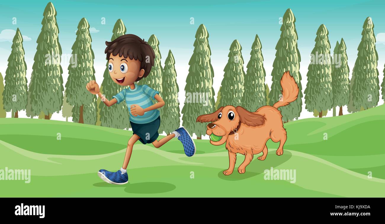 Illustration of a dog playing with his master Stock Vector Image & Art ...