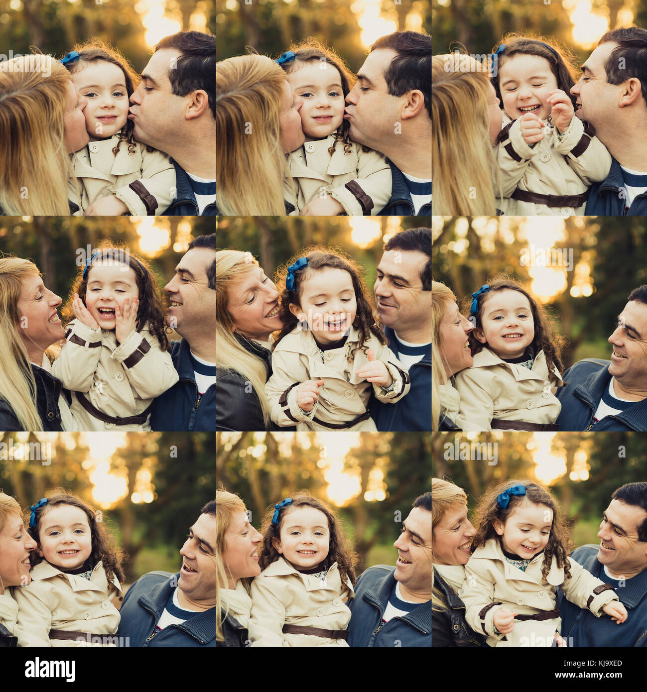 Multiple collage with portraits of a happy family Stock Photo - Alamy