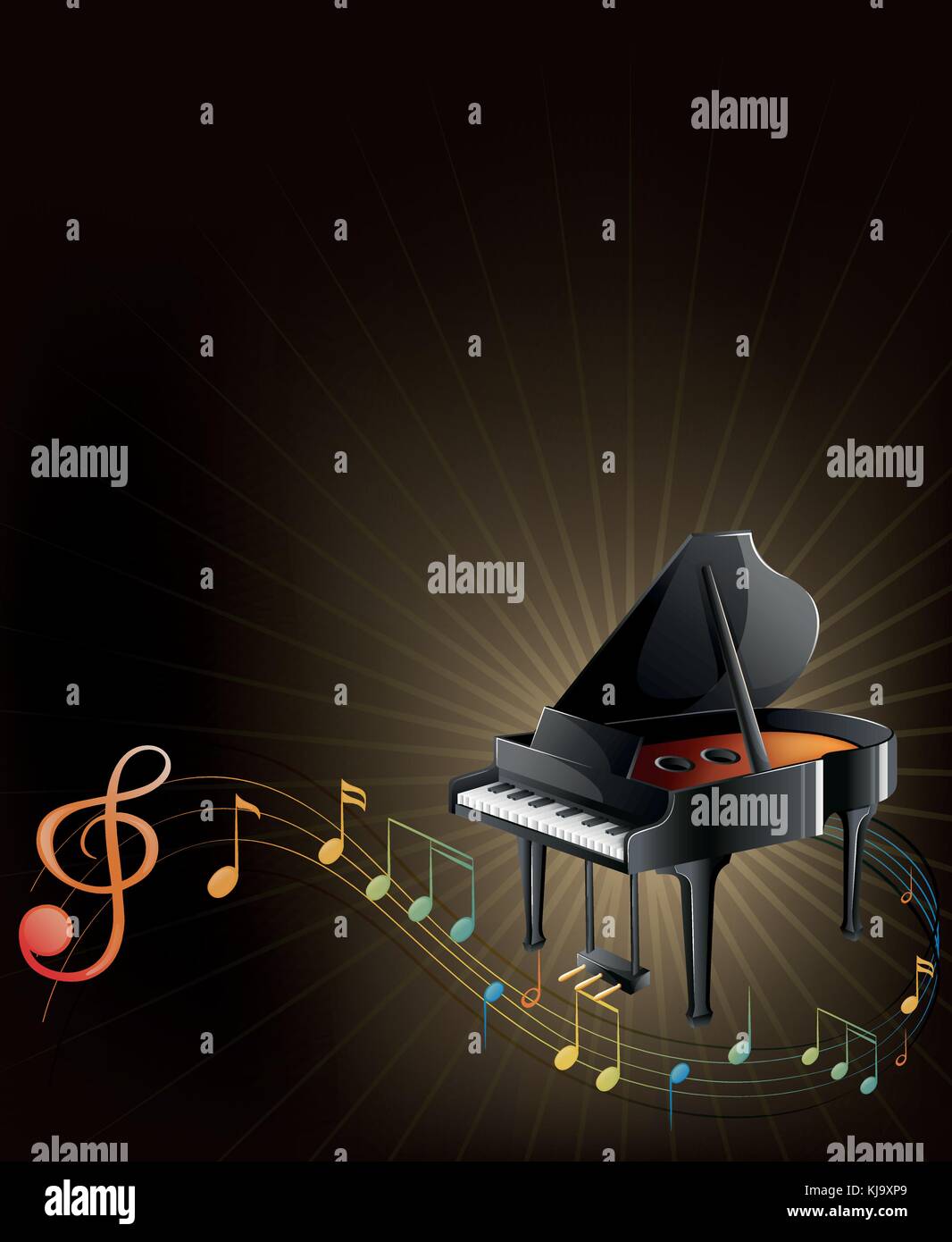 Illustration of a gray piano with musical notes Stock Vector Image ...