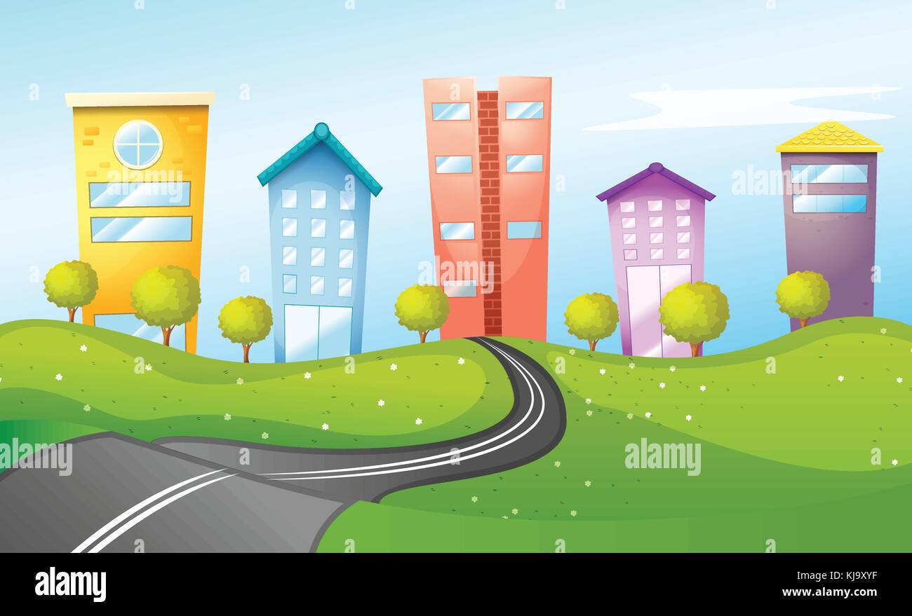 Illustration of the high buildings in the city Stock Vector Image & Art ...