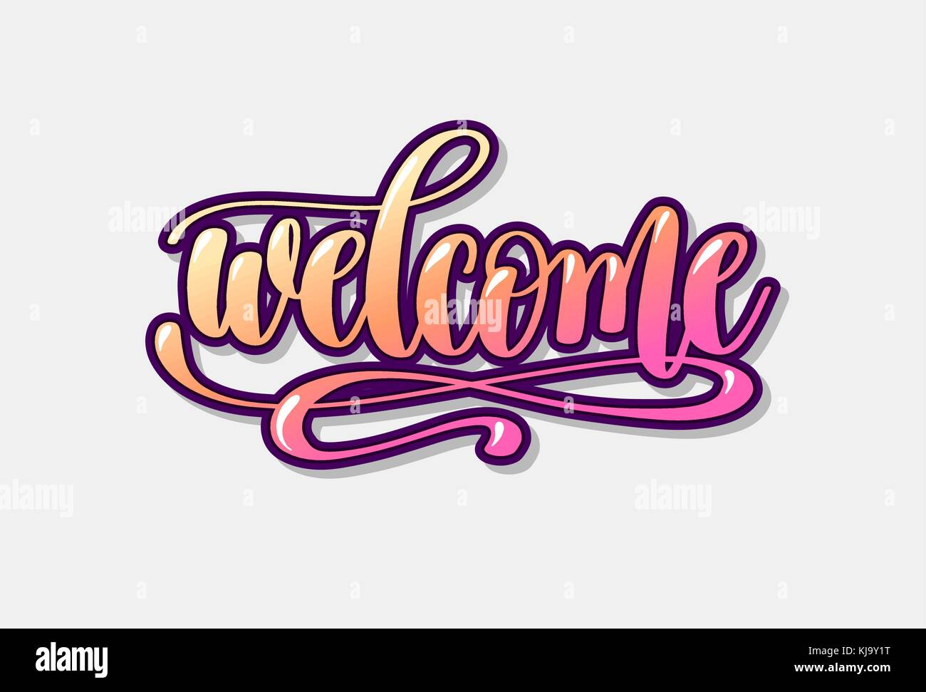 welcome hand lettering inscription, calligraphy Stock Vector Image ...