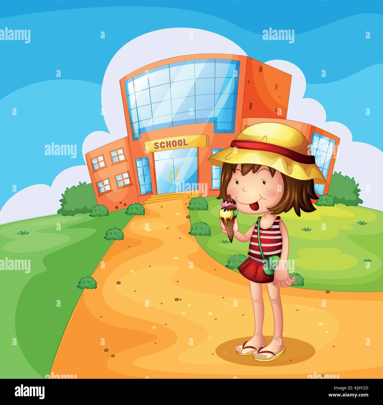 Woman and eating ice cream Stock Vector Images - Alamy