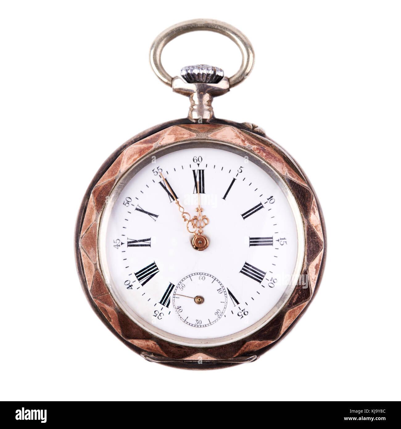 Old fob watch isolated on white background Stock Photo - Alamy