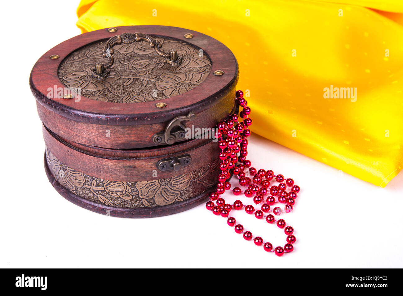 Retro Decorative Treasure Box from Wood. Trunk Chest on white ...