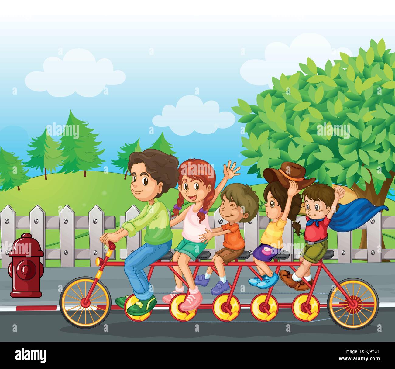Illustration Family Riding Bicycle Stock Photos & Illustration Family ...