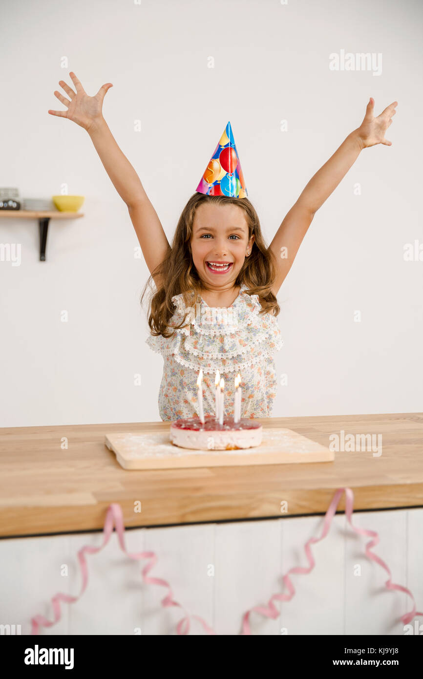 Shot of a happy young girl celebrating her birthday Stock Photo - Alamy