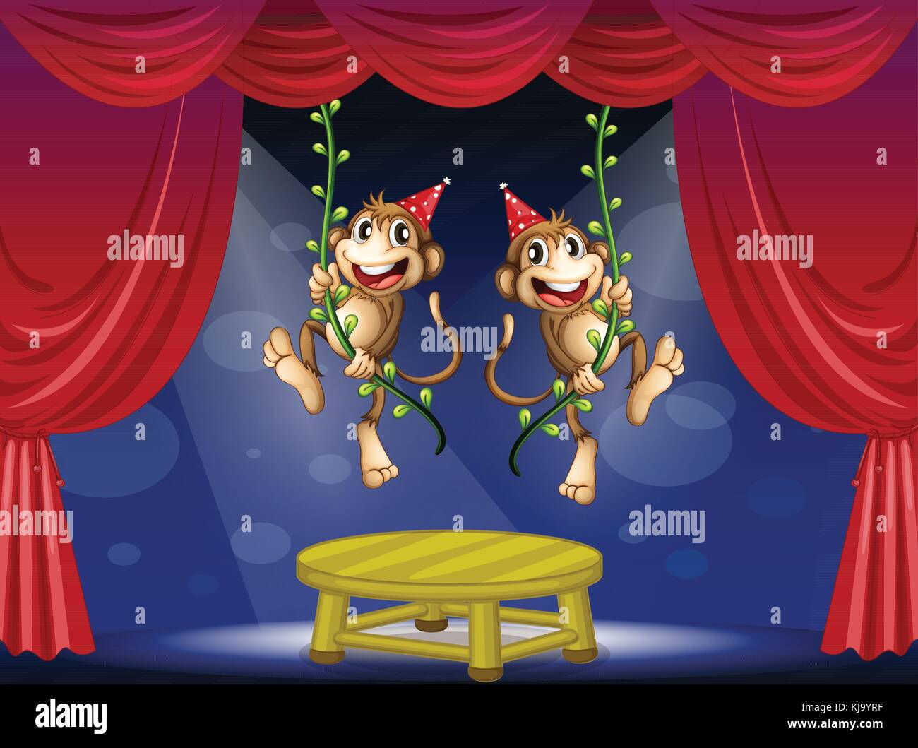 Illustration of the two monkeys performing at the stage Stock Vector ...