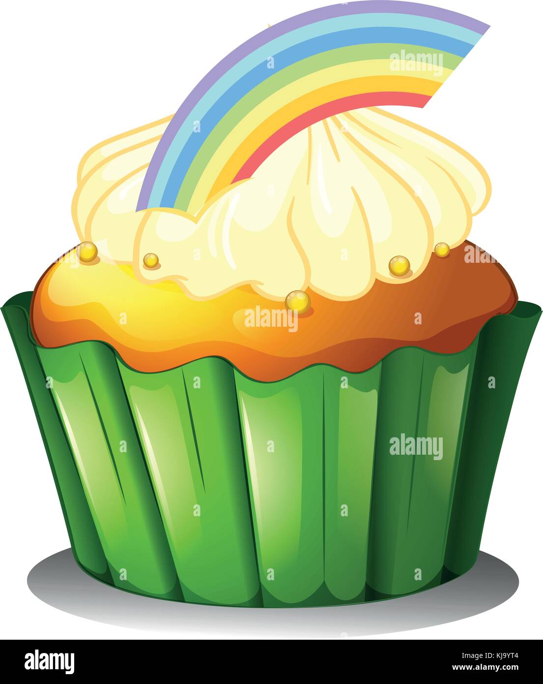 Illustration of a cupcake with rainbow on a white background Stock ...