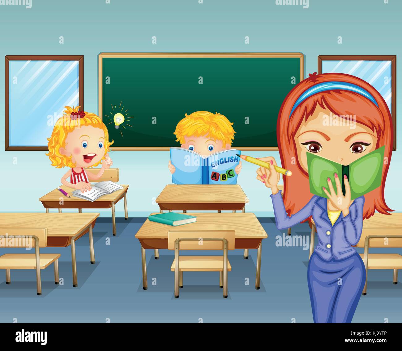 Illustration of the students studying inside the classroom Stock Vector ...