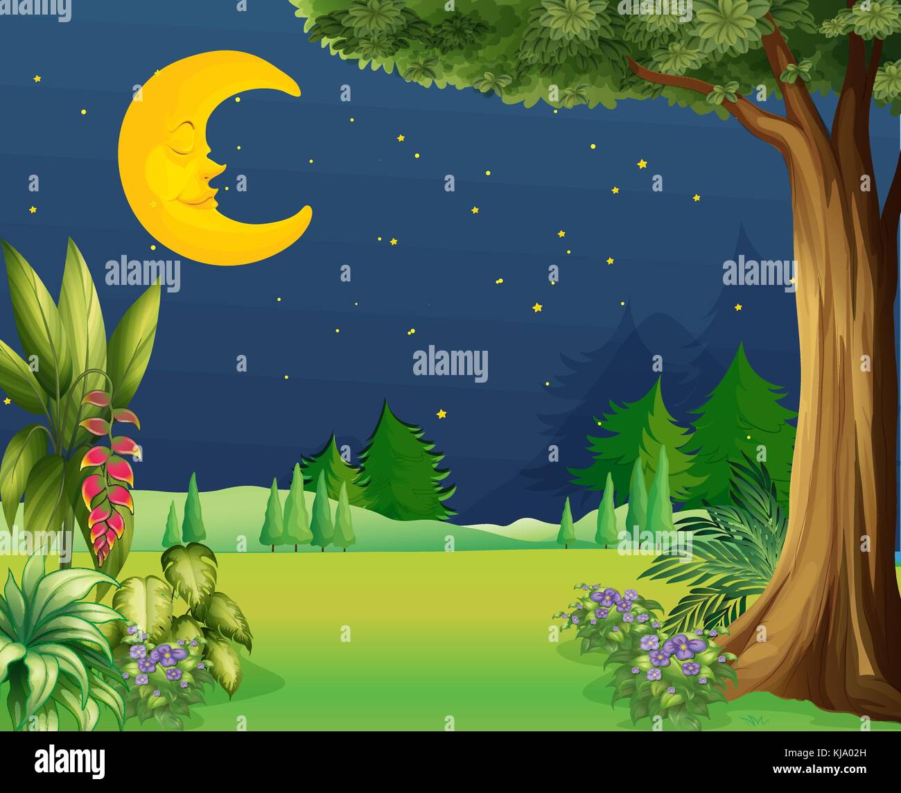 Illustration of a half moon sleeping Stock Vector Image & Art - Alamy