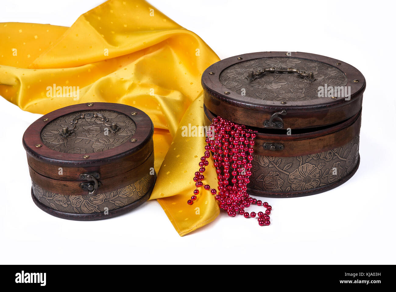 Retro Decorative Treasure Box from Wood. Trunk Chest on white ...