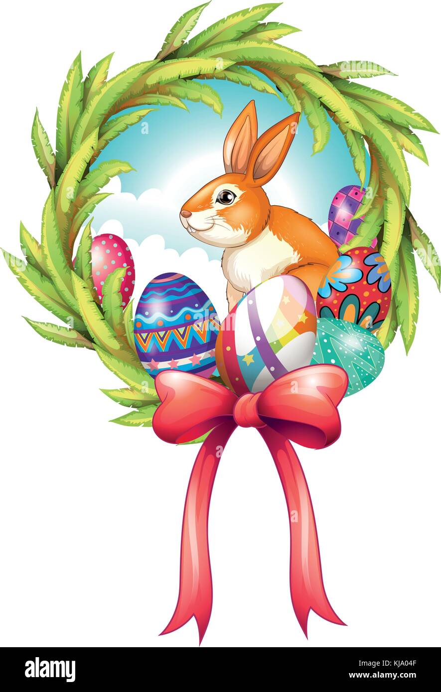 Illustration of an easter decor with a ribbon on a white background ...