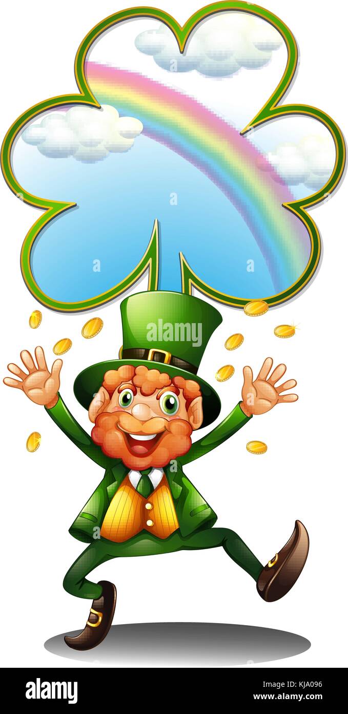 Illustration of a man wearing green with tokens on a white background ...