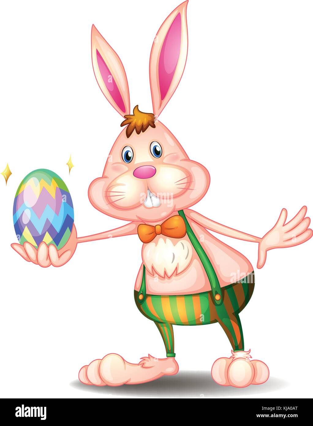 Illustration of a rabbit holding an easter egg on a white background ...