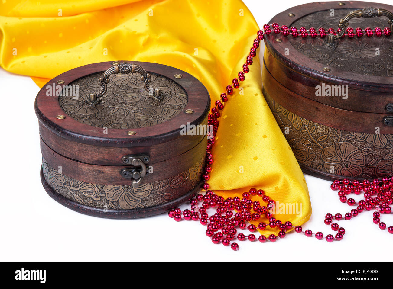 Retro Decorative Treasure Box from Wood. Trunk Chest on white ...