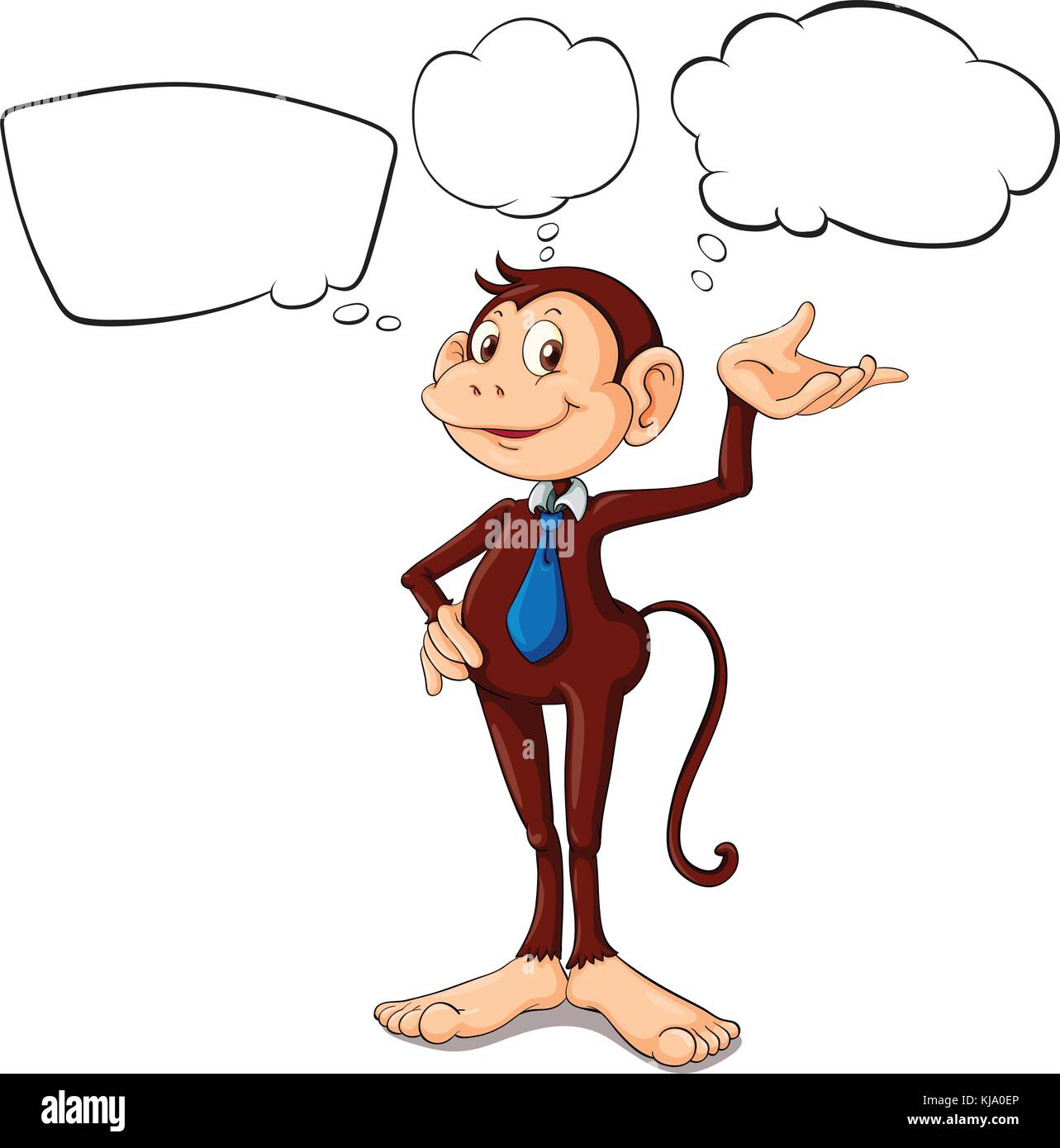 Illustration of a male monkey with empty notes on a white background ...