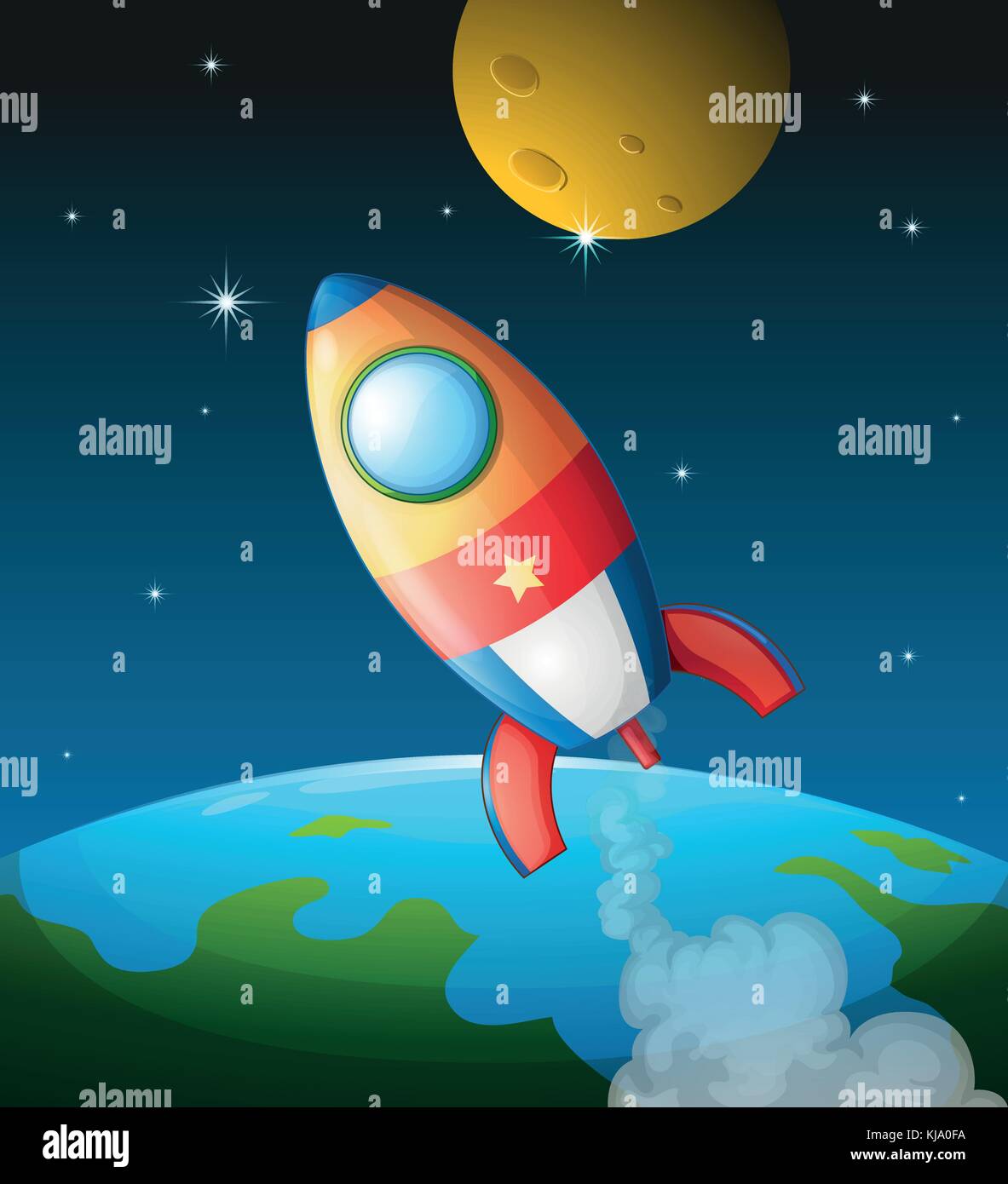 Illustration of a spacecraft near the moon Stock Vector Image & Art - Alamy
