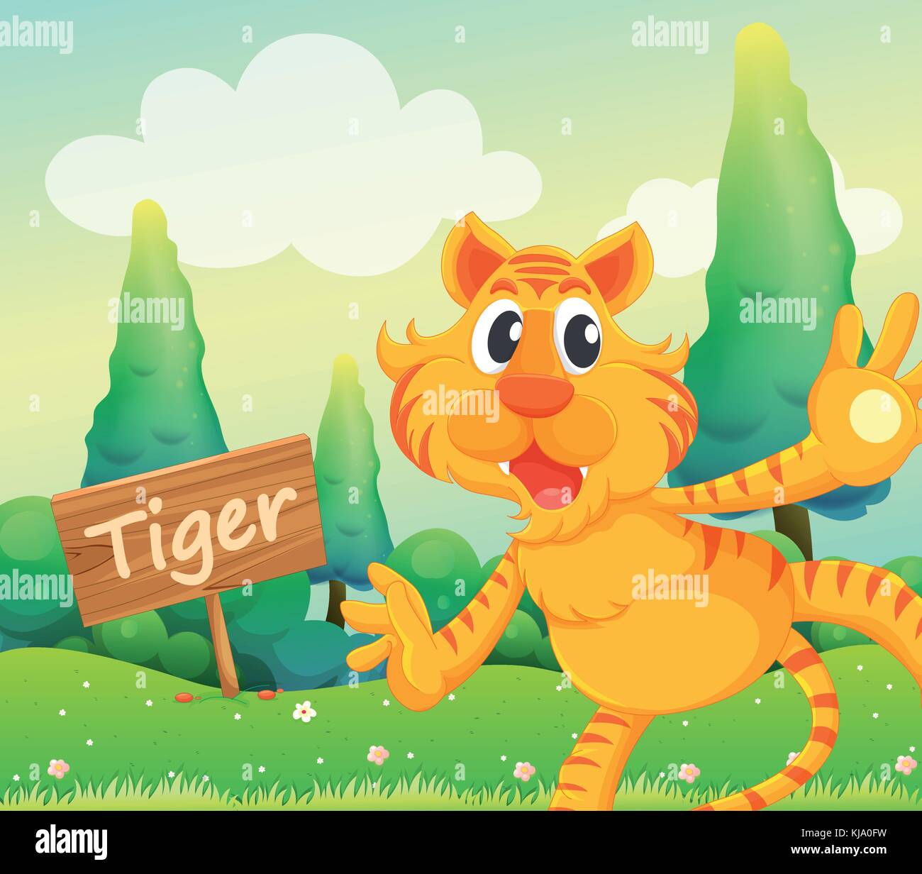 Illustration of a tiger beside a signboard Stock Vector Image & Art - Alamy