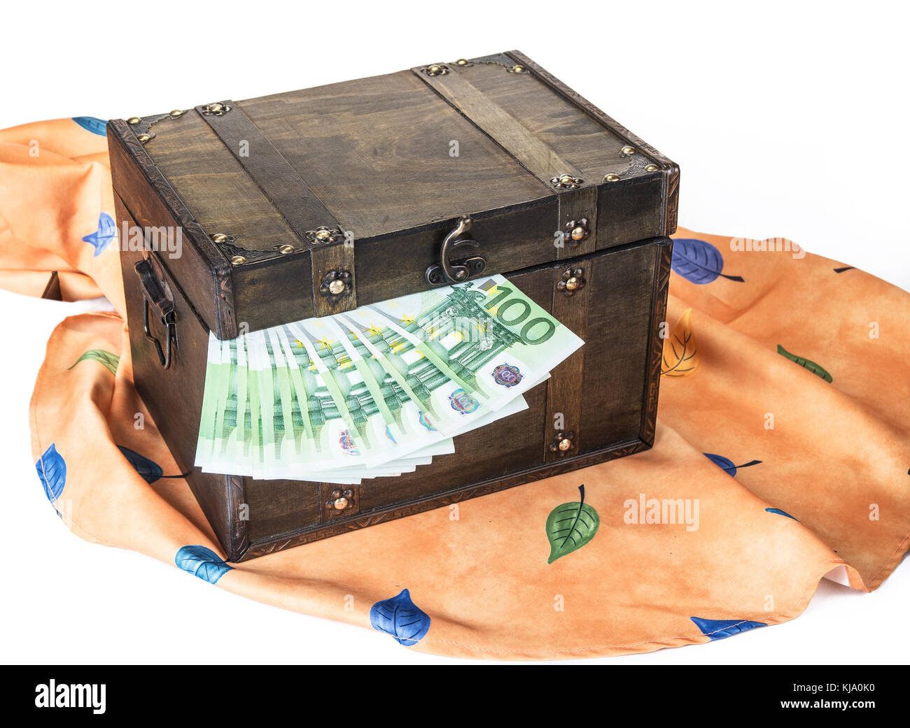 Retro Decorative Treasure Box from Wood. Trunk Chest on white ...